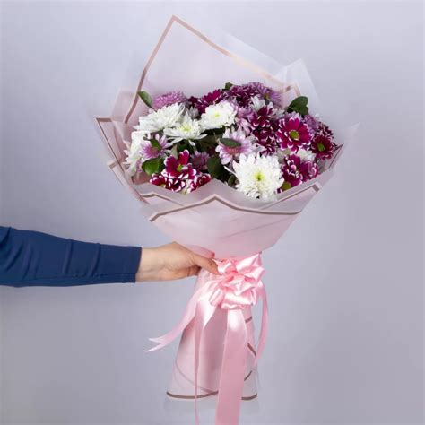 قیمت و خرید دسته گل هدیه گل داوودی کد 6470 باختر