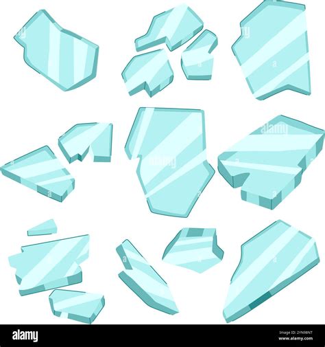 Glass Broken Shard Set Cartoon Vector Illustration Stock Vector Image