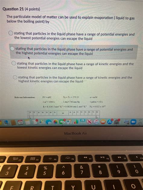 Solved Question Points The Particulate Model Of Chegg
