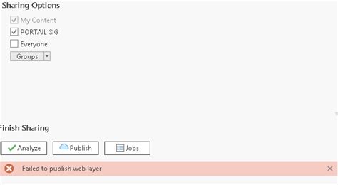 failled to publish web layer esri community