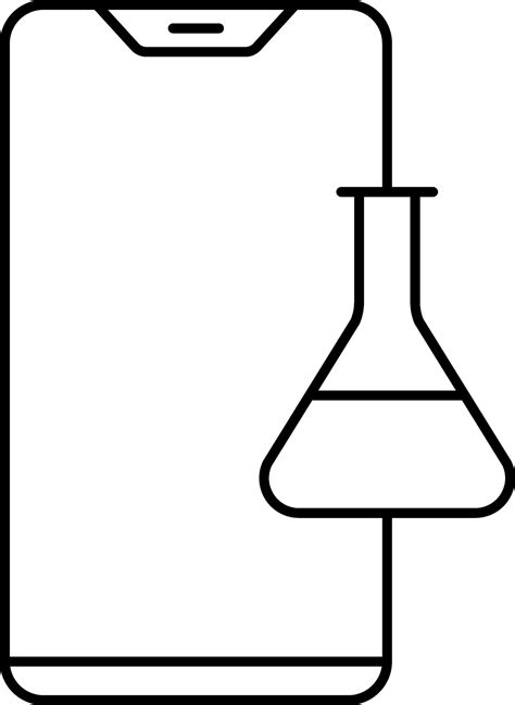 Thin Line Art Chemical Flask With Cell Phone Icon Vector Art At Vecteezy