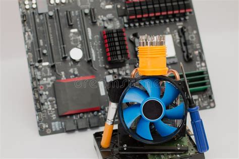 Computer Assembly Details And Tools On A White Background Stock Photo Image Of Circuit Data