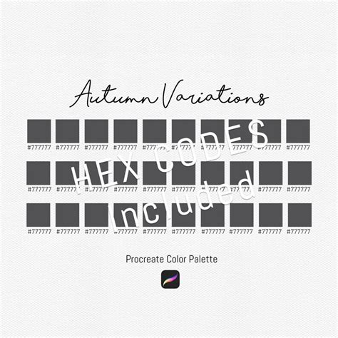 Autumn Variations Fall Procreate Color Palette Male Procreate Etsy