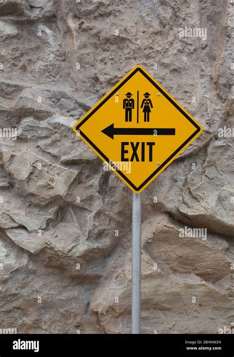 Tourist Sign Exit On Yellow Background Stock Photo Alamy