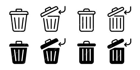 Premium Vector Trash Can Vector Icon Set Trash Bin Icons Delete Symbols Rubbish Baskets