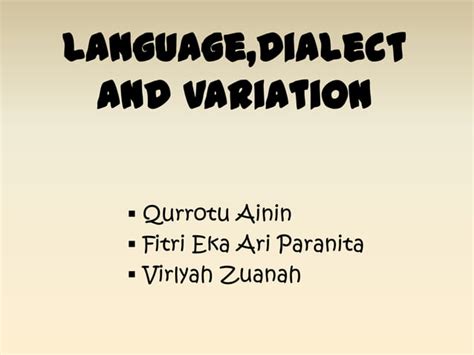 Languagedialect And Variation Sociolinguistic Pptx