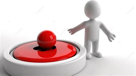 빨간색 비상 버튼을 표시하는 3d 사람과 흰색 배경 전원 버튼 누름 단추 버튼을 누르시오 배경 일러스트 및 사진 무료 다운로드 Pngtree