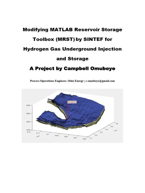 Modifying Matlab Reservoir Storage Toolbox Mrst By Sintef For Hydrogen Gas Underground