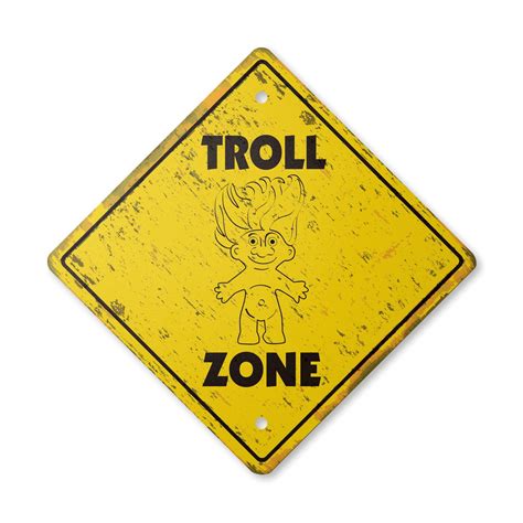 Troll Vintage Crossing Sign Zone Xing Indooroutdoor Plastic 12