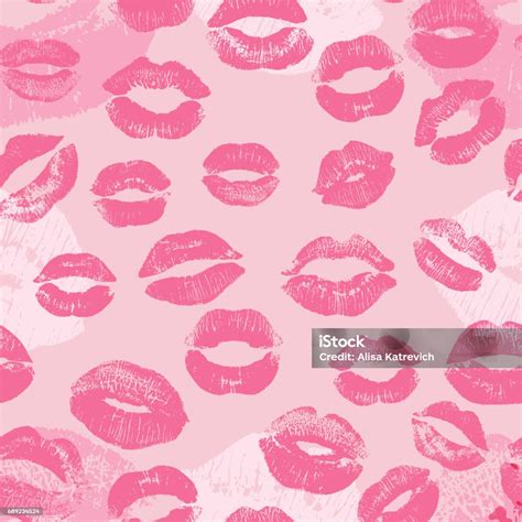 원활한 패턴 아름 다운 보라 빛과 핑크 빛 바탕에 입술 인쇄 색상 0명에 대한 스톡 벡터 아트 및 기타 이미지 0명 그런지 이미지 기법 그림 그리기 Istock