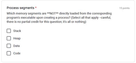 Solved Process Segments Which Memory Segments Are ⋆⋆ Not