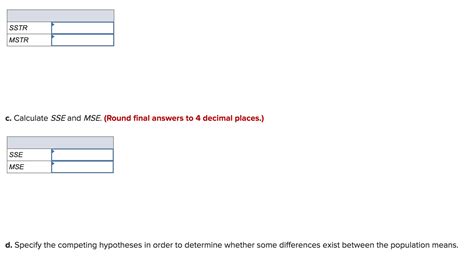 Solved C Calculate SSE And MSE Round Final Answers To Chegg Com