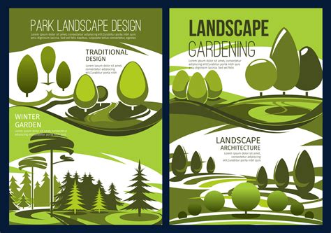 Landscape Design Garden Green Tree And Lawn Vector Art At Vecteezy