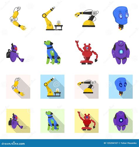 Vector Illustration Of Robot And Factory Logo Set Of Robot And Space Stock Symbol For Web