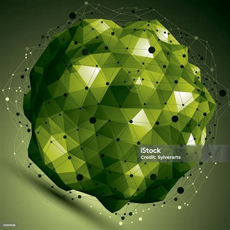 현대적인 기술을 초록색입니다 스타일리쉬 격자 모양으로 3차원 형태에 대한 스톡 벡터 아트 및 기타 이미지 3차원 형태 격자 파이 기하 도형 Istock
