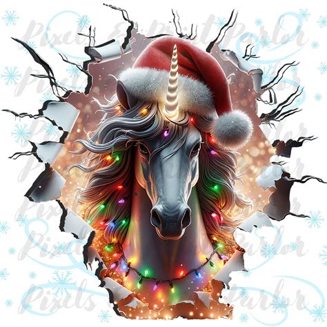 3d Breakthrough Ornament Png Unicorn Png Sublimation Design Files Christmas Unicorn Bundle 8