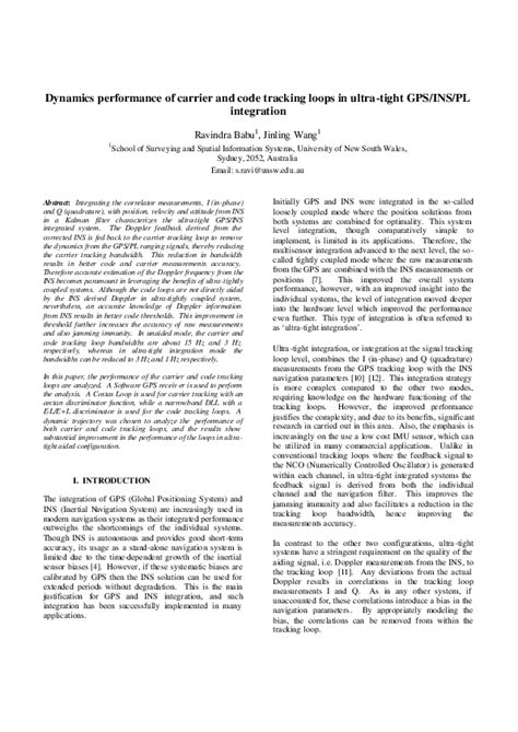 pdf dynamics performance of carrier and code tracking loops in ultra