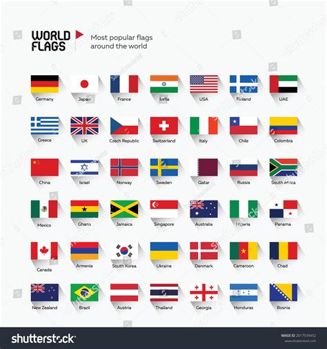 Most Popular Flags Around World Stock Vector Royalty Free 2017539452