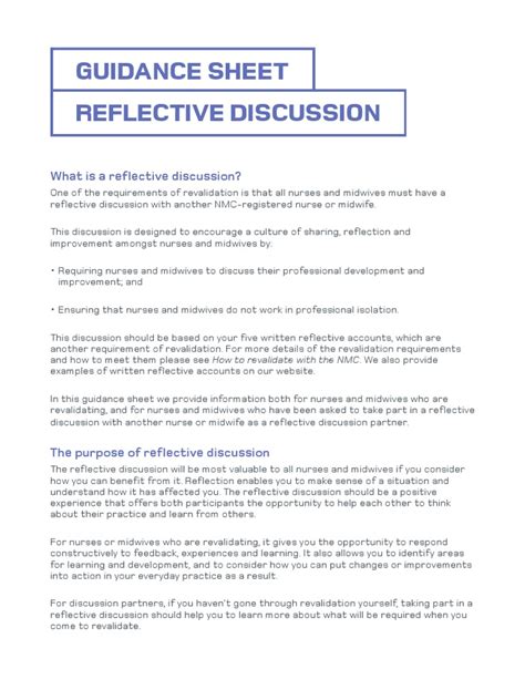 Guidance Sheet Reflective Discussion Download Free Pdf Midwife