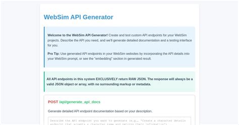 WebSim API Generator