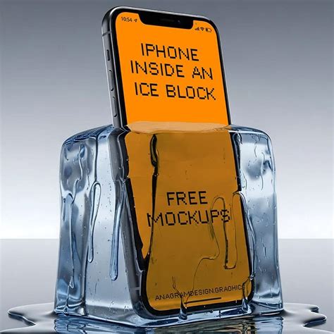 Iphone Inside An Ice Block Free Mockup Free Download