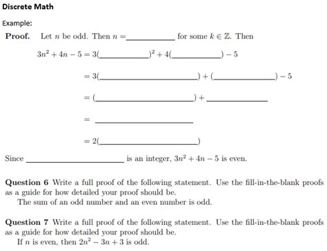 Solved Discrete Math Example Proof Let N Be Odd Then N Chegg