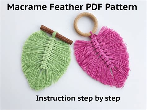 Diy Macrame Feather Pdf Pattern Leaf Macrame Tutorial For Etsy