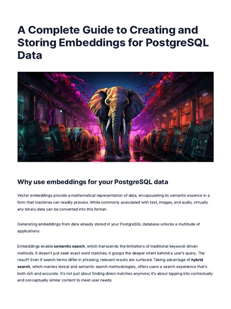 A Complete Guide To Creating And Storing Embeddings For Postgresql Data