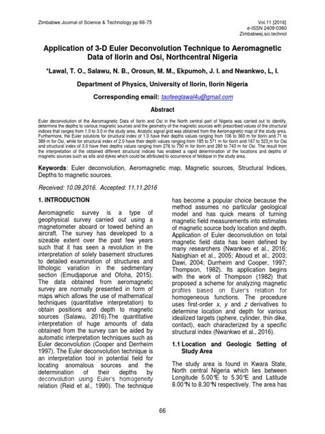 application of 3 d euler deconvolution technique to aeromagnetic data