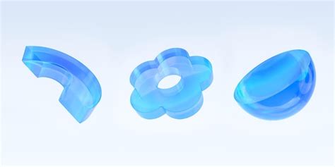 추상적인 유리 기하학 모양의 컬렉션 3d 렌더링 분산 빛 3d 홀로그래픽 추상 프리미엄 사진