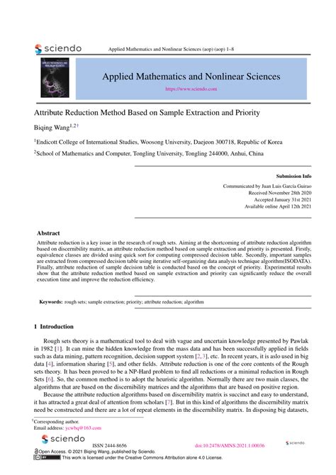 PDF Attribute Reduction Method Based On Sample Extraction And Priority