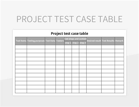 Project Test Case Table Excel Template And Google Sheets File For Free Download Slidesdocs