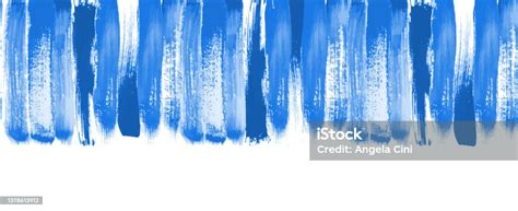 블루 수채화 브러쉬 스트로크 수평 원활한 패턴 또는 테두리 디자인 0명에 대한 스톡 벡터 아트 및 기타 이미지 0명 그런지 이미지 기법 그림 그리기 Istock