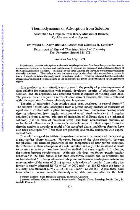 pdf thermodynamics of adsorption from solution adsorption by graphon