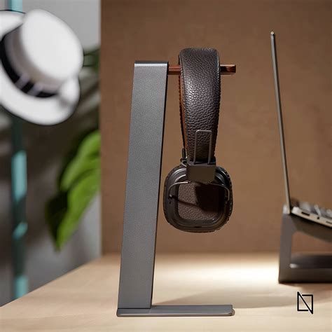 Navodesk Wooden Aluminum Headphone Stand Ergonomic Desk Accessory Minimalist Design