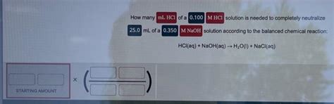 Solved How Many MLHCl Of A MHCl Solution Is Needed To Chegg Com