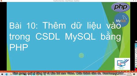 Bài 10 Thêm Dữ Liệu Vào Trong Csdl Mysql Bằng Php Youtube