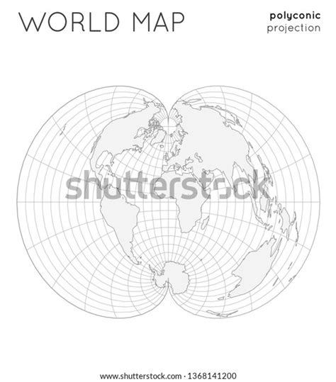 World Map Globe Polyconic Projection Graticule Stock Vector Royalty Free 1368141200 Shutterstock