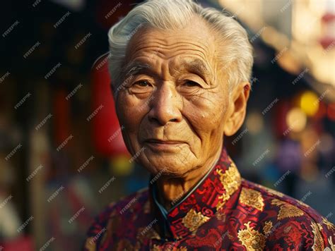 Premium Ai Image Photorealistic Old Chinese Man With Blond Straight