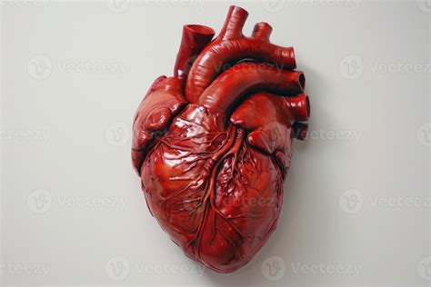 Realistic Anatomical Model Of Human Heart On White Background 50956672