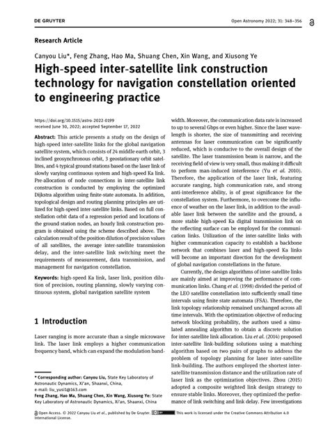Pdf High Speed Inter Satellite Link Construction Technology For Navigation Constellation