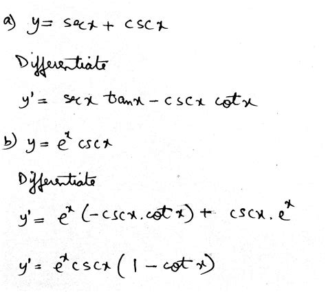Answered Calculating Derivatives Find The Derivative Of The Following Functions A Ysec X