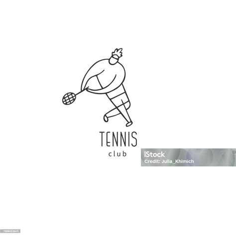 벡터 손으로 그린 라벨 템플릿 남성 테니스 선수 활동적인 삶의 방식 프로 스포츠 Championship에 대한 스톡 벡터 아트