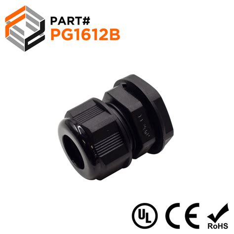 P1612b Pg16 Thread Nylon Cable Gland Black Range 14 To 12 Ul