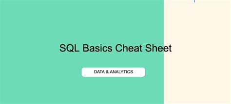 Sql Cheat Sheet And Quick Reference Coursera