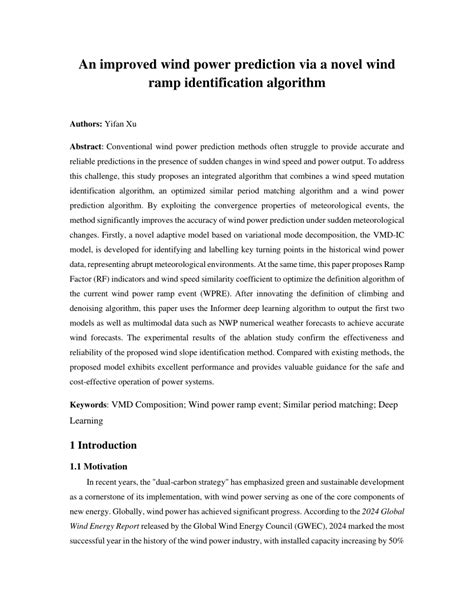 Pdf An Improved Wind Power Prediction Via A Novel Wind Ramp