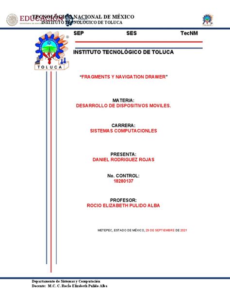 Fragments Y Navigation Drawer Pdf Software De La Aplicacion Android Sistema Operativo