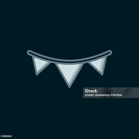 라인 카니발 화환 깃발 아이콘 검은 배경에 고립되어 있습니다 생일 축하 축제 장식을 위한 파티 페넌트 그림자가 있는 평평하게 채워진 윤곽선 스타일입니다 벡터 가득 찬에 대한