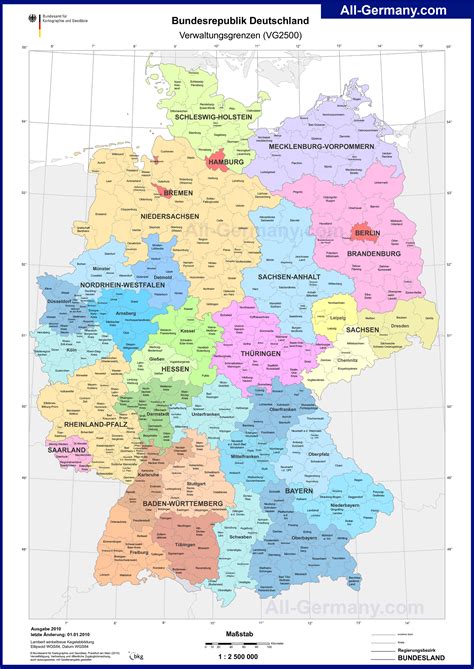 Административная карта германии на русском языке