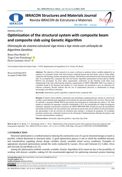Pdf Optimization Of The Structural System With Composite Beam And